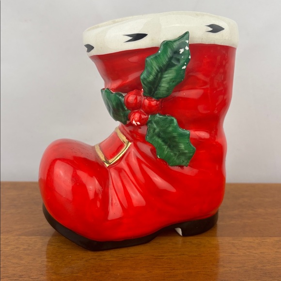 Lefton | Holiday | Vintage Mid Century Santa Boots Planter Vase ...